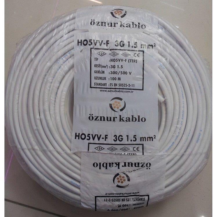 Öznur 3x1,5 mm TTR H05VV-F Kablo Beyaz-100 Metre - 0.00 TL + KDV